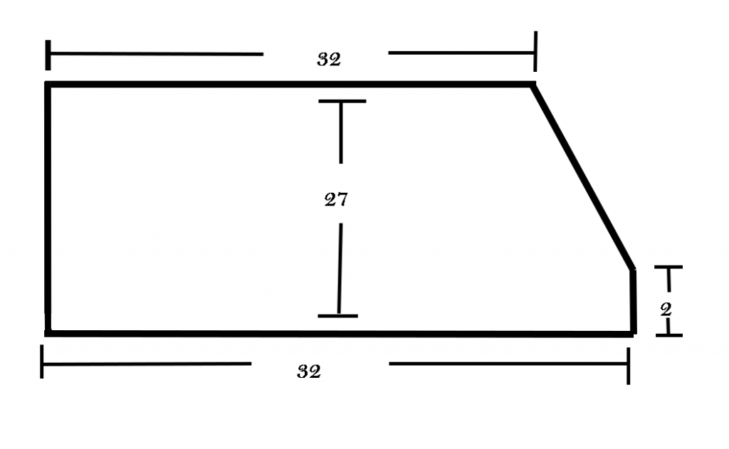 2″ Height x 27″ Width x 32″ Length 32″ Top Cut 2″ Bump MDF One Side ...