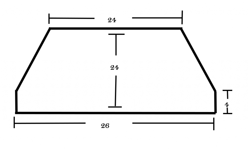 4″ Height x 24″ Width x 26″ Length 24″ Top Cut 4″ Bump MDF Trapezoid ...